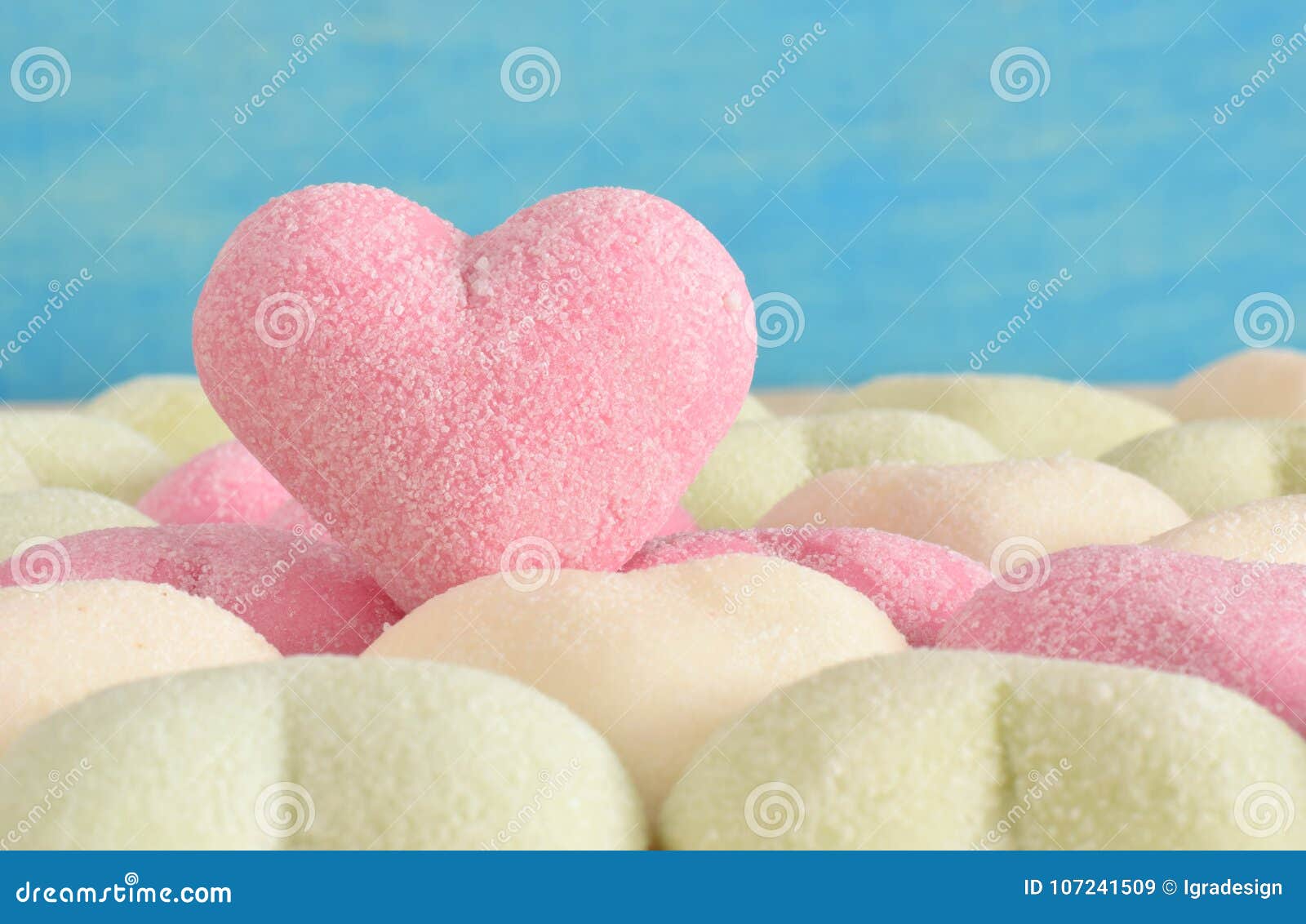Pink Sweet Marshmallow Heart with Sugar Stock Image - Image of object ...