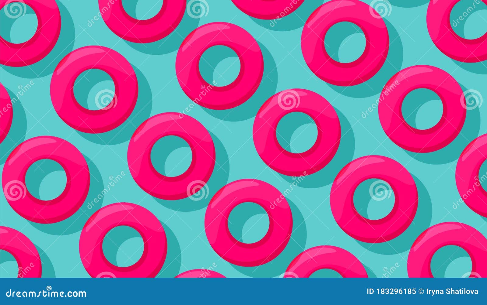 Pink Swimming Circles Pattern on Blue Background Stock Illustration ...