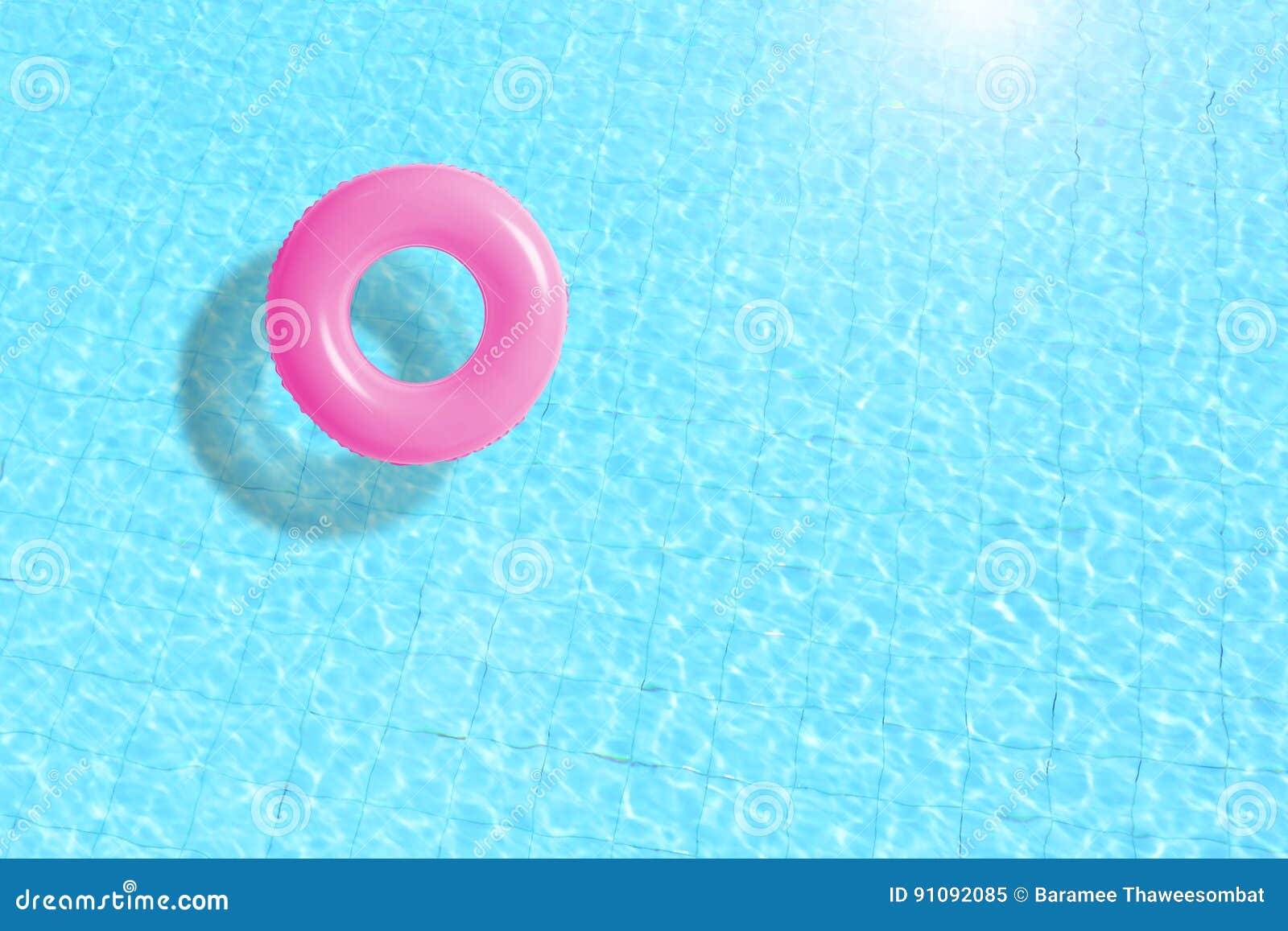 Pink Swimming Pool Ring Float in Blue Water. Stock Image - Image of ...