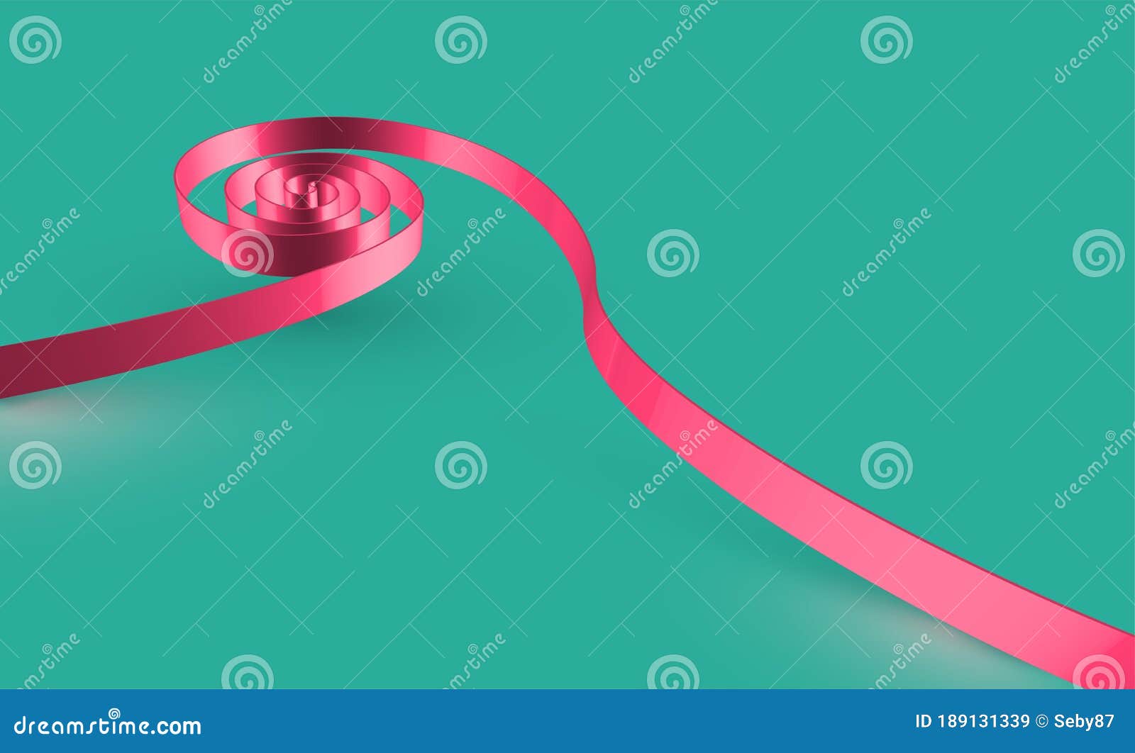 Pink Swirly Ribbon on Green Background, Vector Stock Vector ...