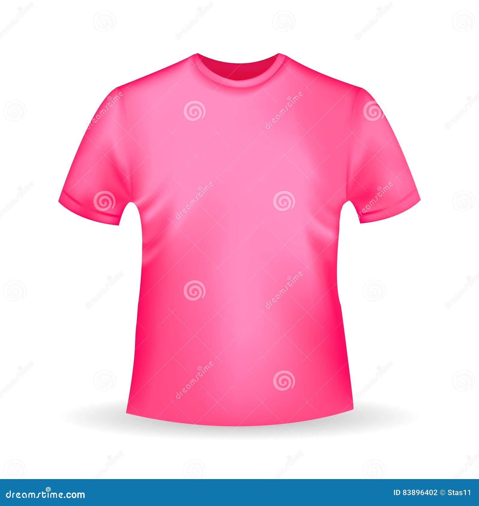 Pink T-shirt Template in Realistic Style on White Background Stock ...