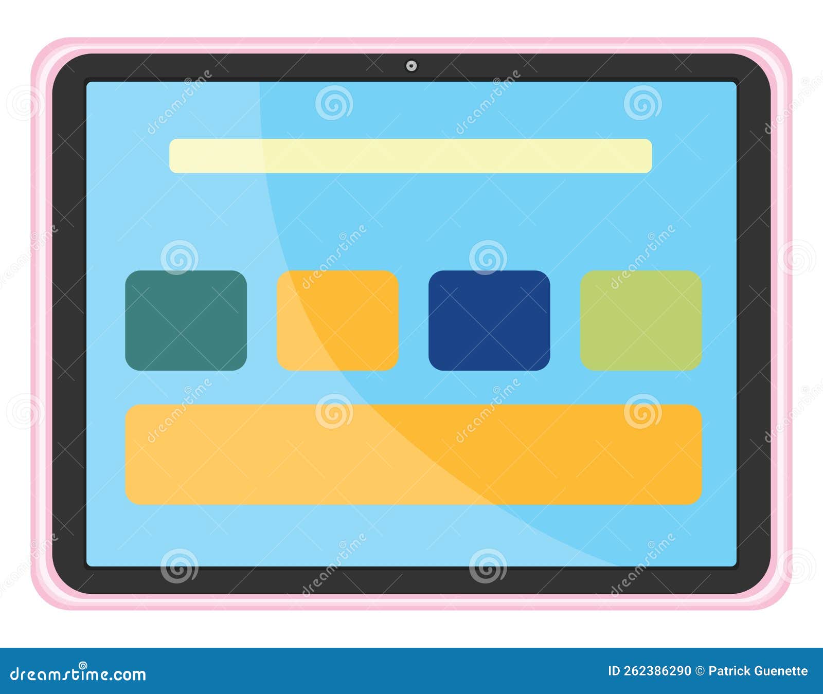 Pink tablet, icon stock vector. Illustration of technology - 262386290