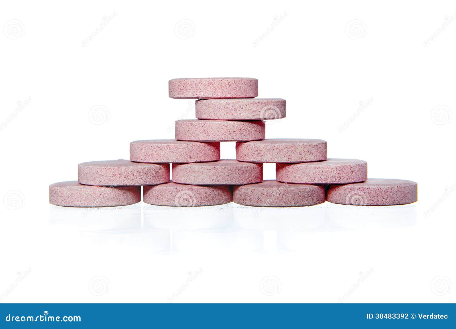 Pink tablets on white stock photo. Image of macro, dose - 30483392