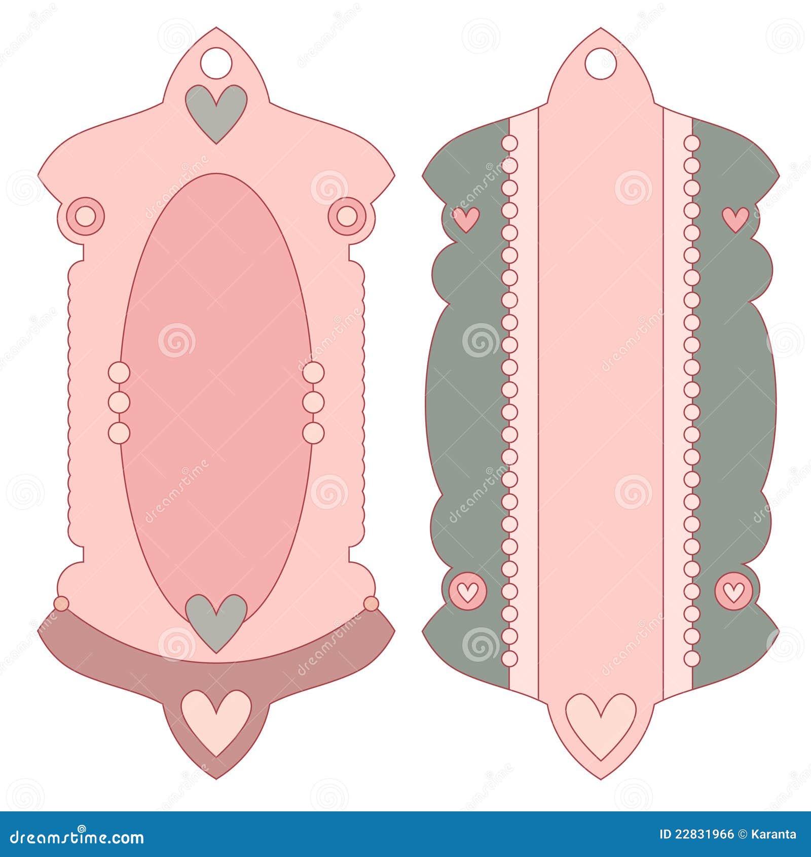 Pink Tag Collection with Hearts Stock Illustration - Illustration of ...