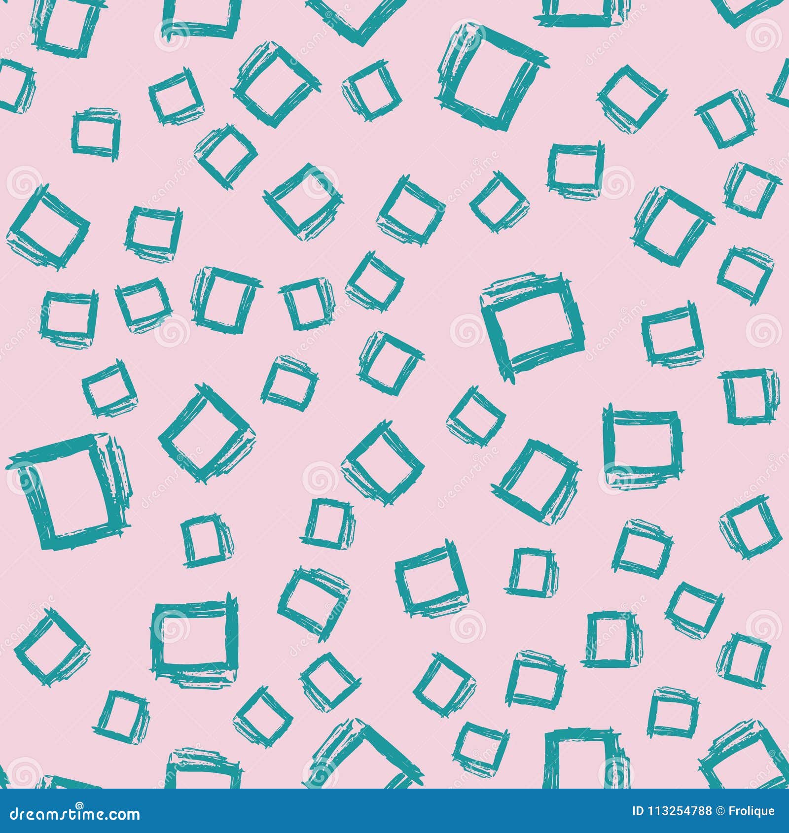 Pink and Teal Doodle Rectangles Seamless Pattern Stock Illustration ...