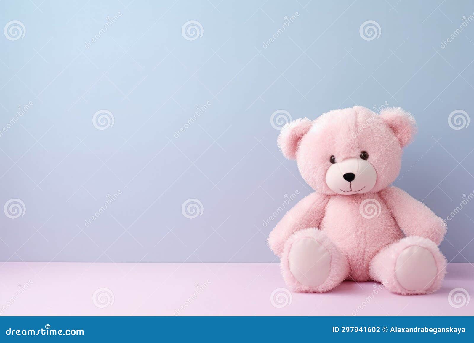 Pink Teddy Bear on a Blue Background Stock Illustration - Illustration ...