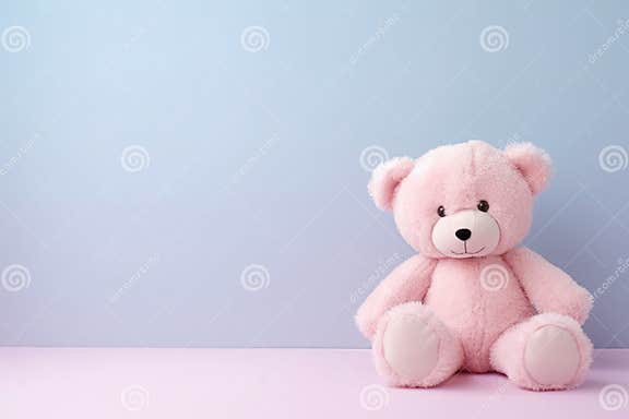Pink Teddy Bear on a Blue Background Stock Illustration - Illustration ...