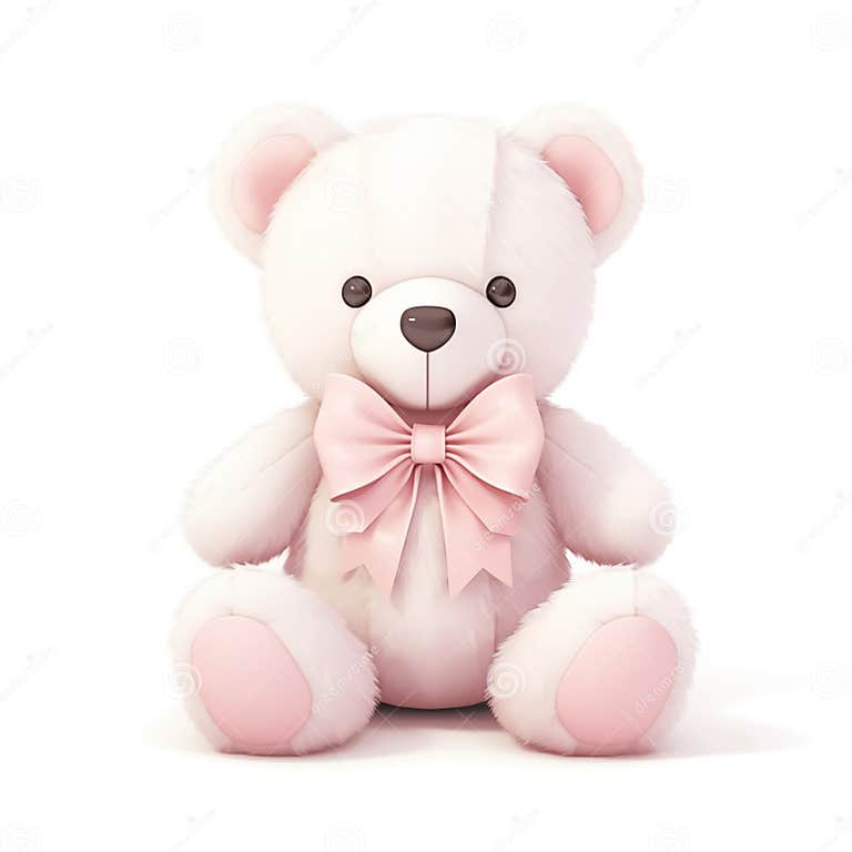 Pink Teddy Bear with Ribbon Stock Illustration - Illustration of play ...