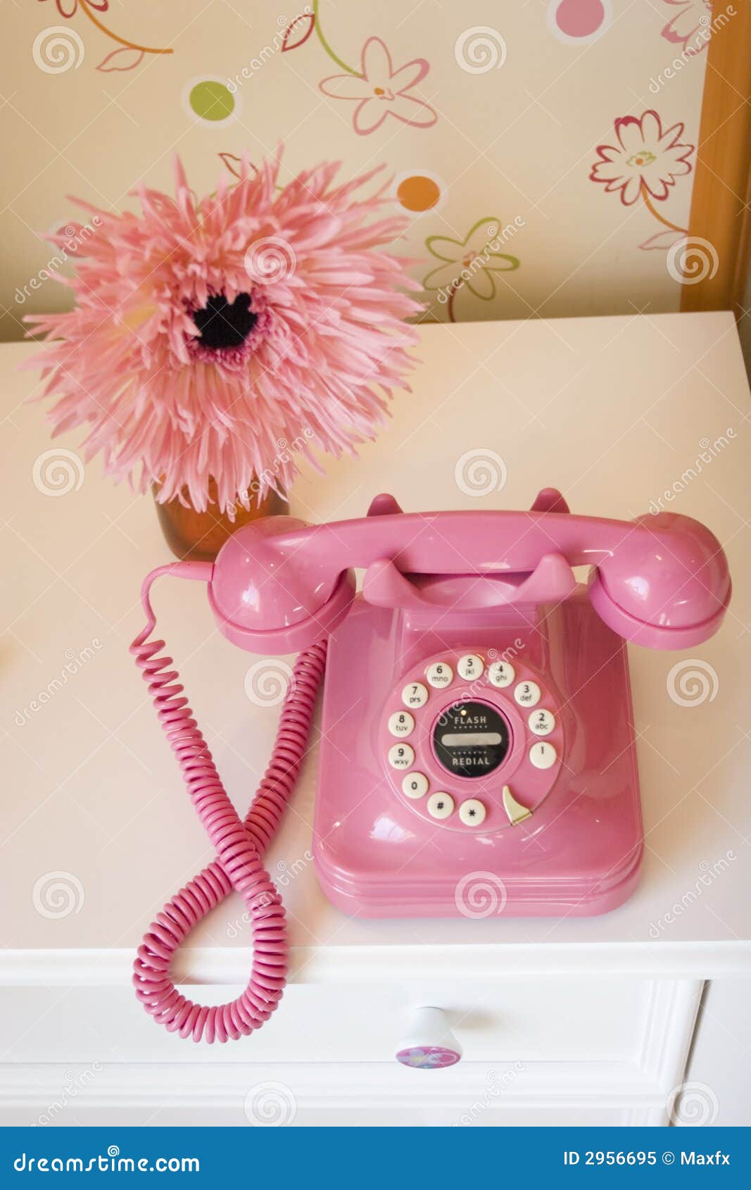 Pink telephone stock image. Image of nightstand, telephone - 2956695