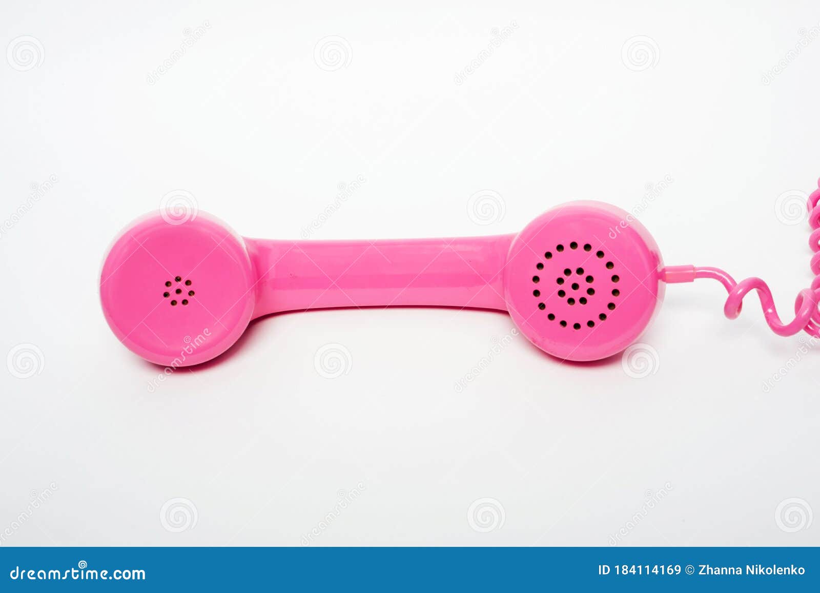 Pink Telephone on a White Background Stock Image - Image of handset ...