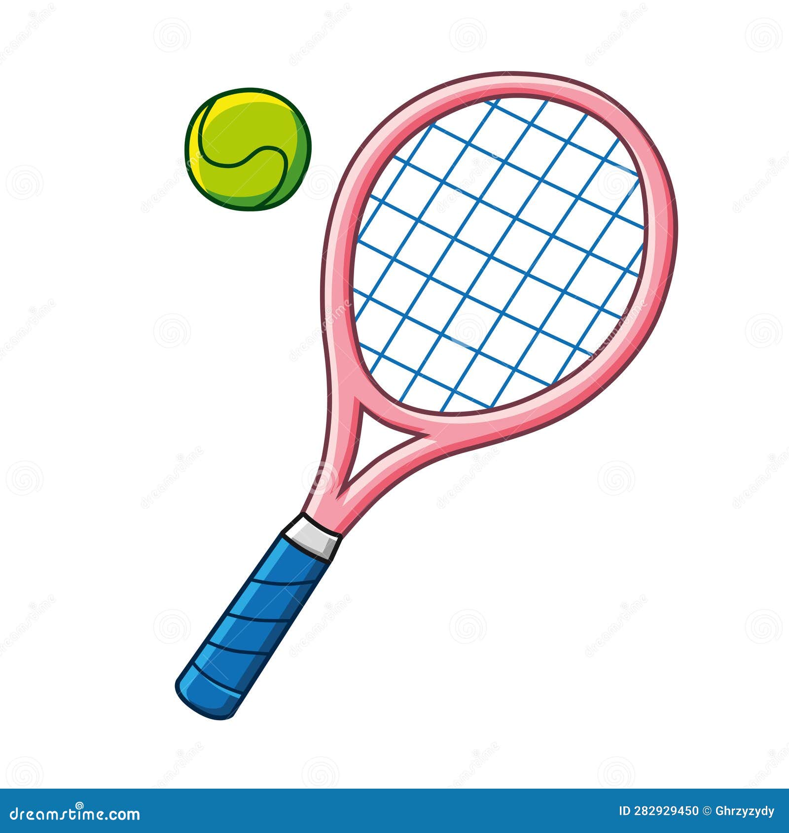 Pink Tennis Racket and Ball Stock Vector - Illustration of competition ...