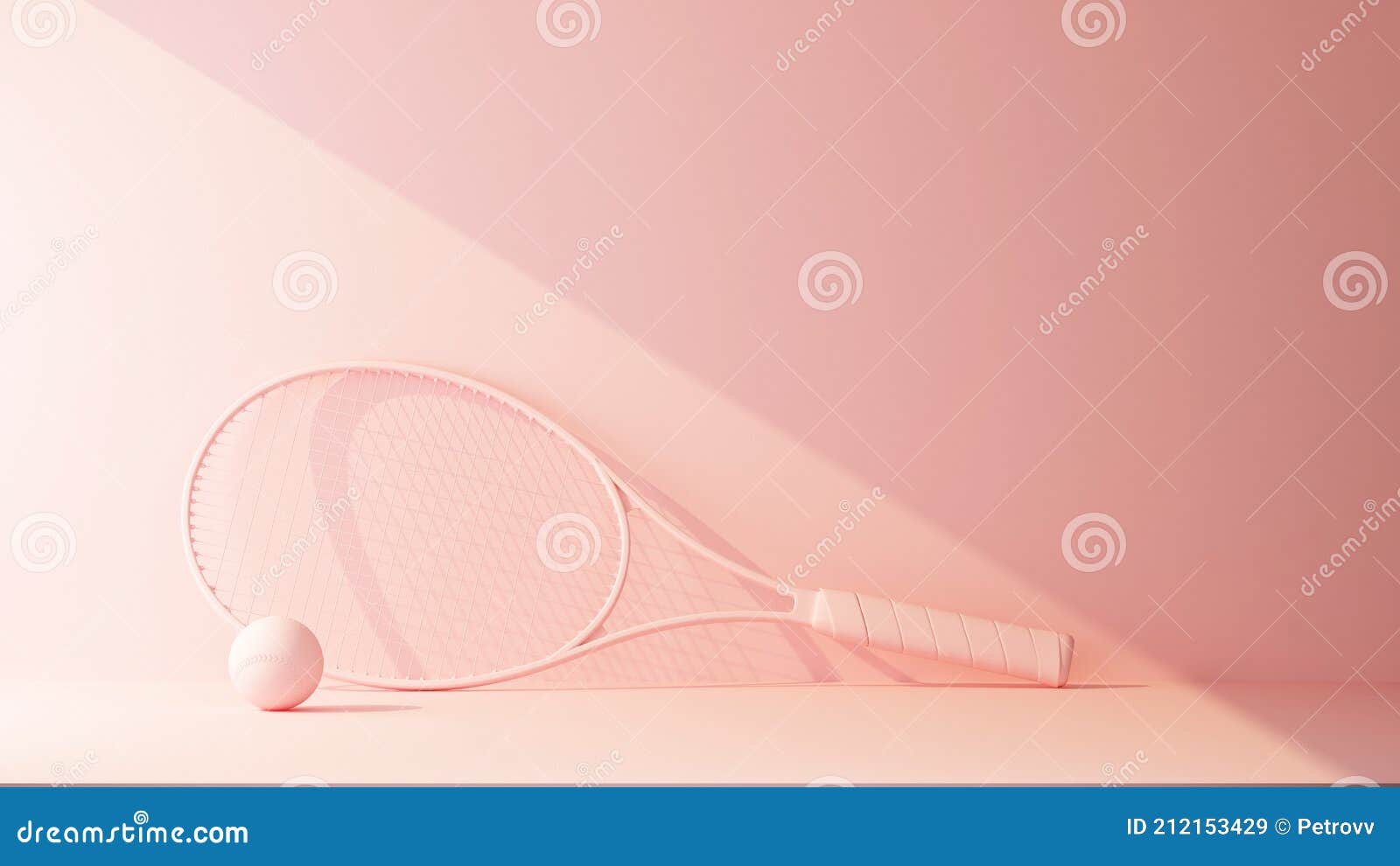 Pink Tennis Racket with Ball Lit by a Ray of Light Stock Illustration ...