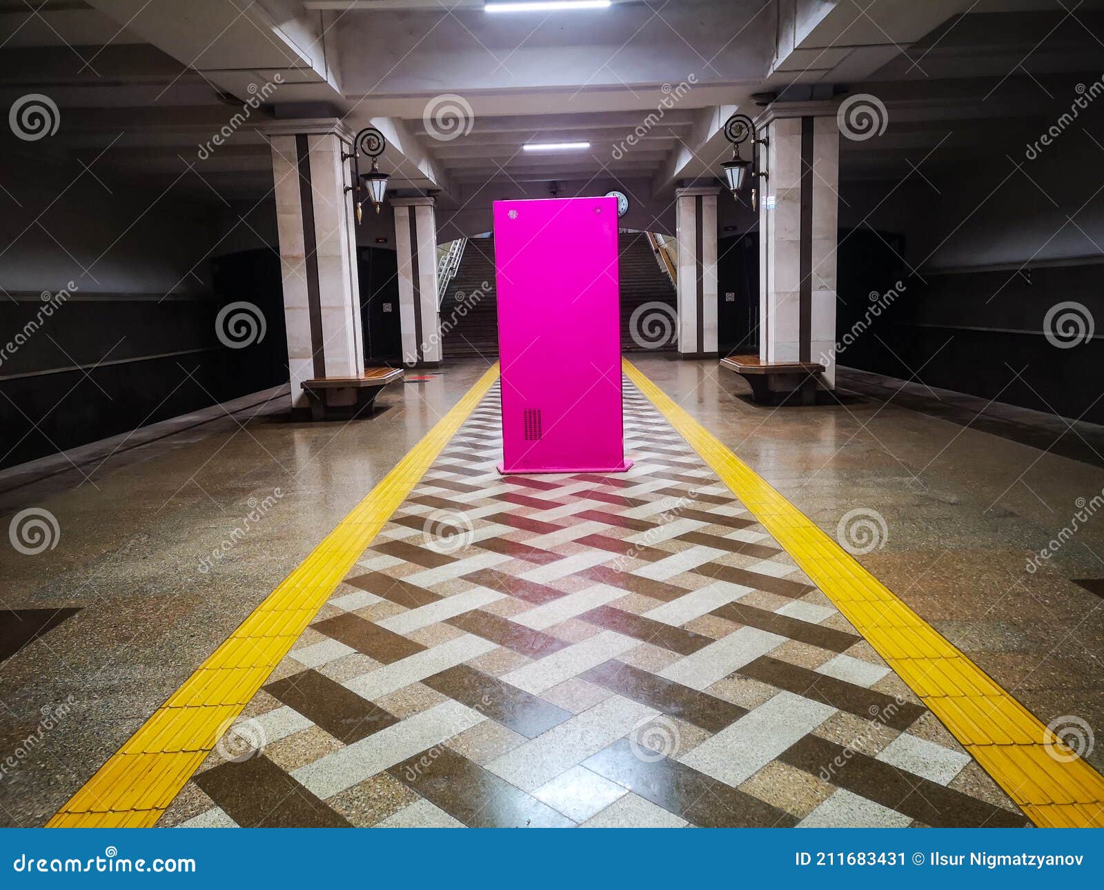 Pink Terminal in the Metro in the Middle of the Metro Station Stock ...