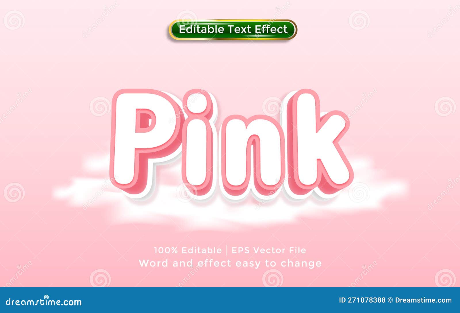 Pink Text, Cloud Background, 3d Style Editable Text Effect Stock ...