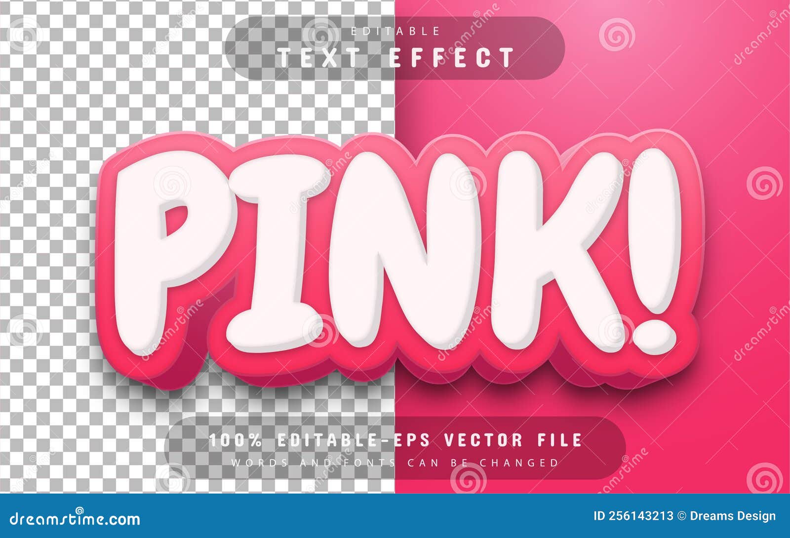 Pink text effect editable stock vector. Illustration of font - 256143213