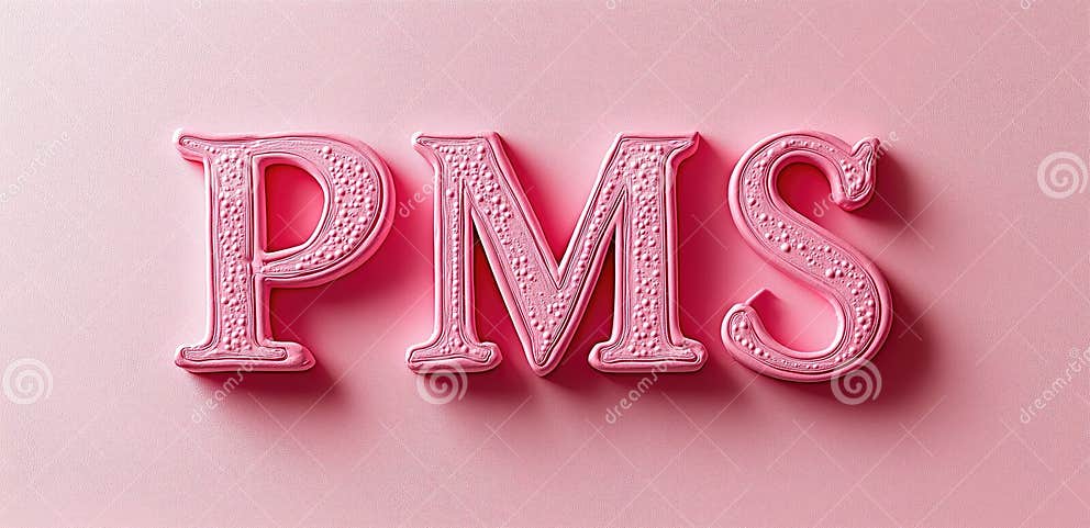 Pink Text Spelling PMS on a Soft Pastel Pink Background with Embossed ...