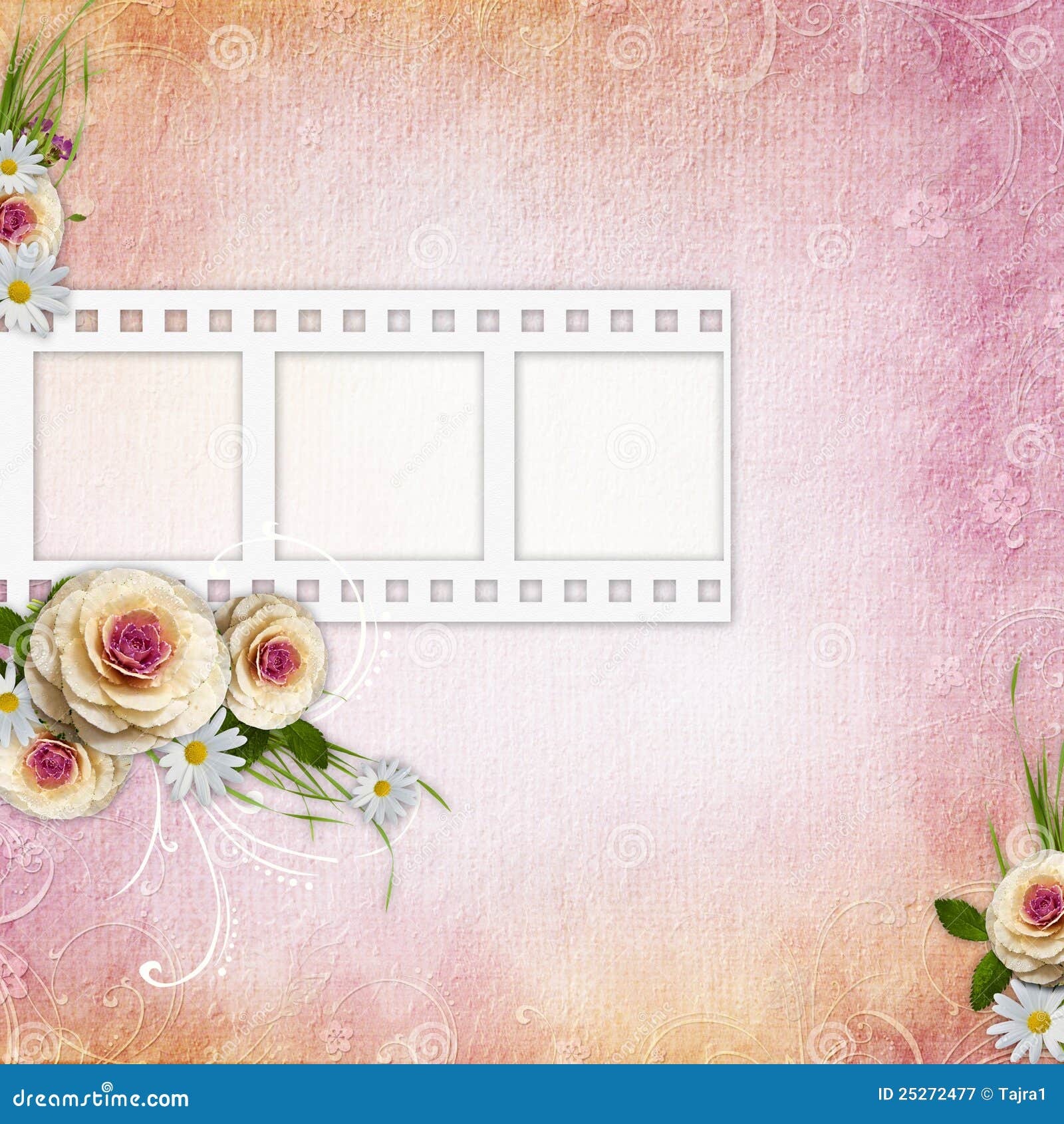Pink Texture Background with Frame, Roses Stock Illustration ...