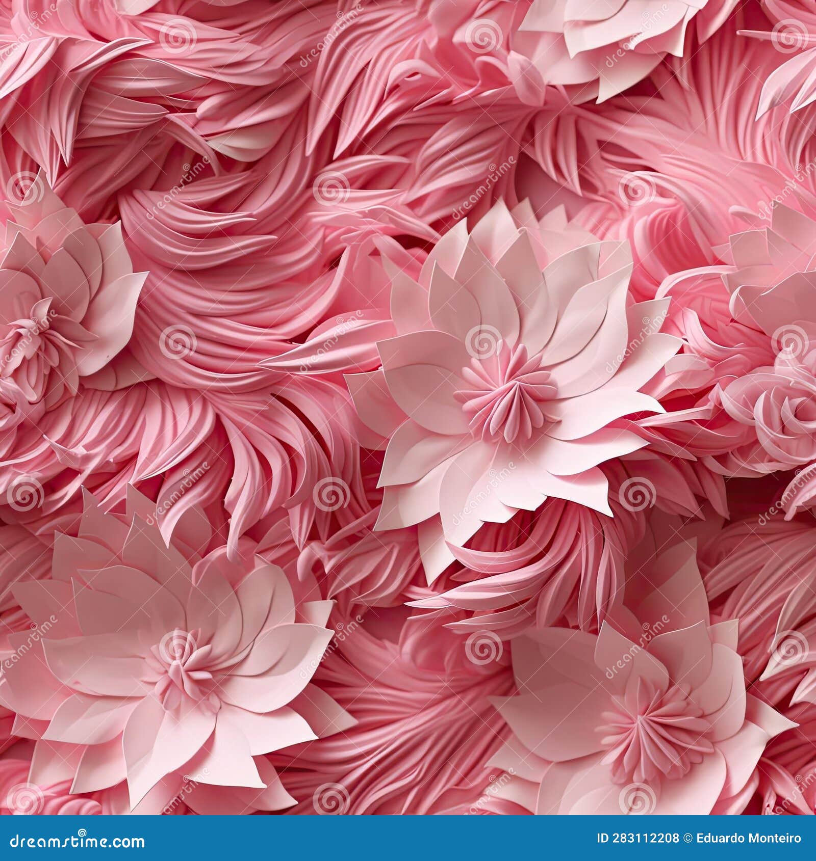 Pink Textured Paper Flowers in a Rose Pattern with a Surrealistic Touch ...