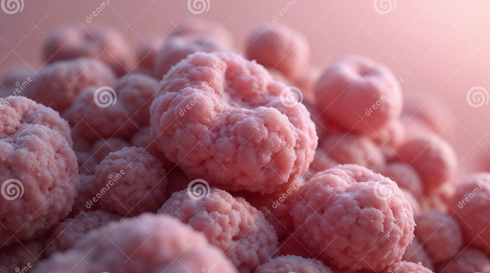 Pink Textured Spheres in Close-up View Stock Illustration ...