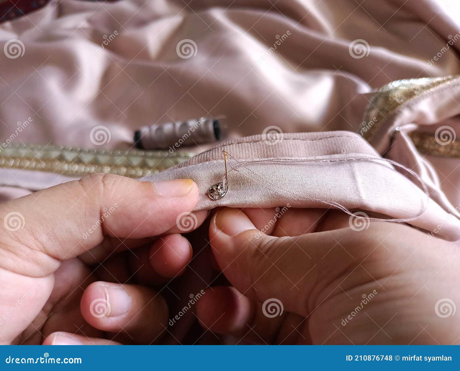 Pink Thread and Needle Sewing Press Studs Stock Photo - Image of sewing ...