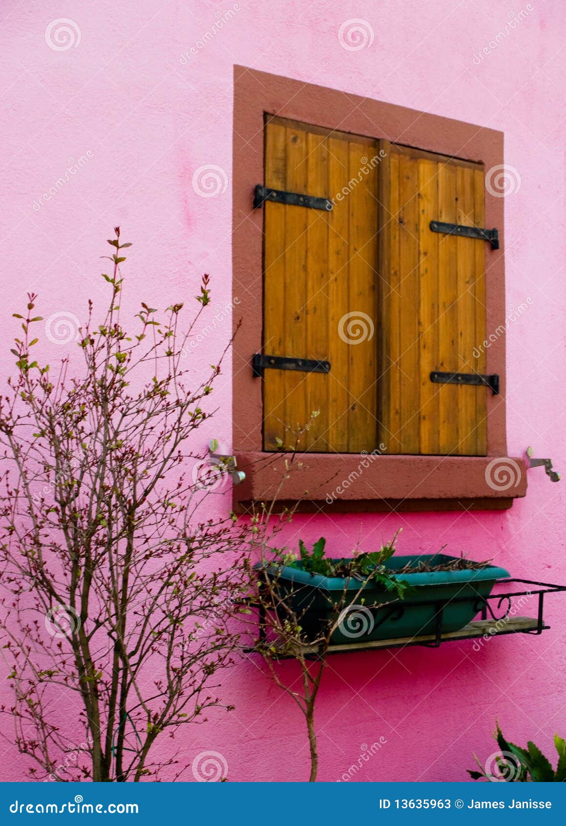 Pink Timber Wall Of Medieval English Cottage Stock Image ...