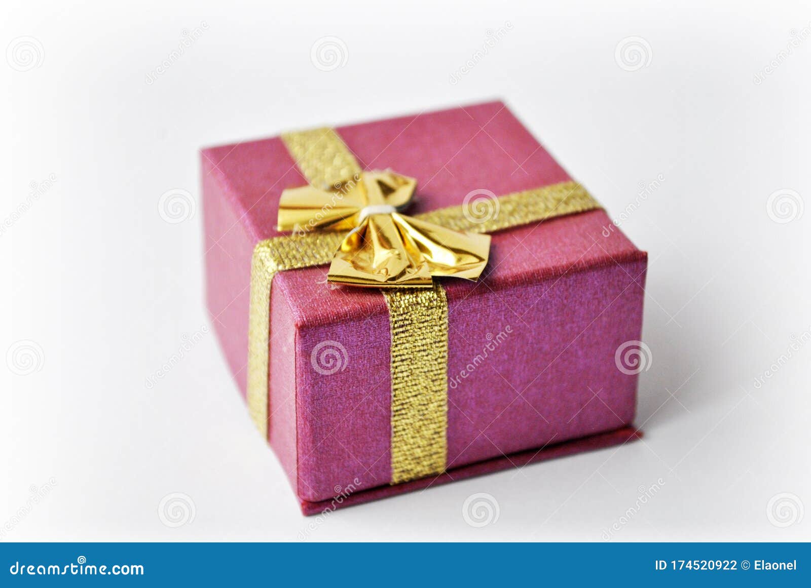 Pink Gift Box with Golden Ribbon Stock Photo - Image of golden, tiny ...