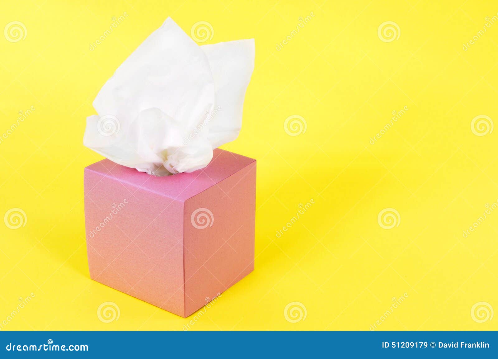 Pink Tissue Box Isolated on Yellow Background, Copy Space Stock Image ...
