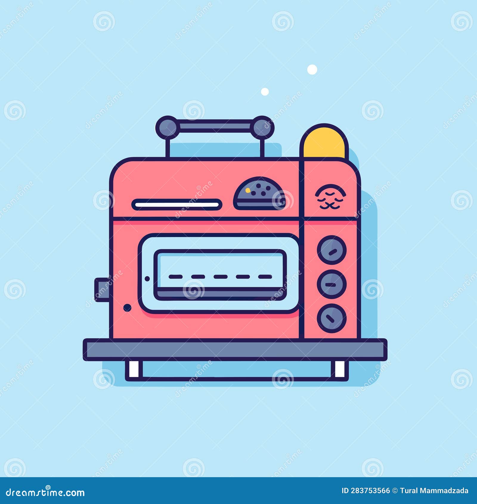 Vector of a Pink Toaster Oven Icon Sitting on Top of a Counter Stock ...