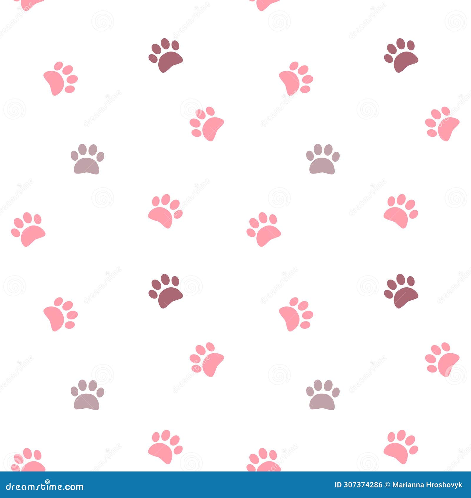 Pink Footprint Paws Vector Seamless Pattern. Step, Footstep, Track ...