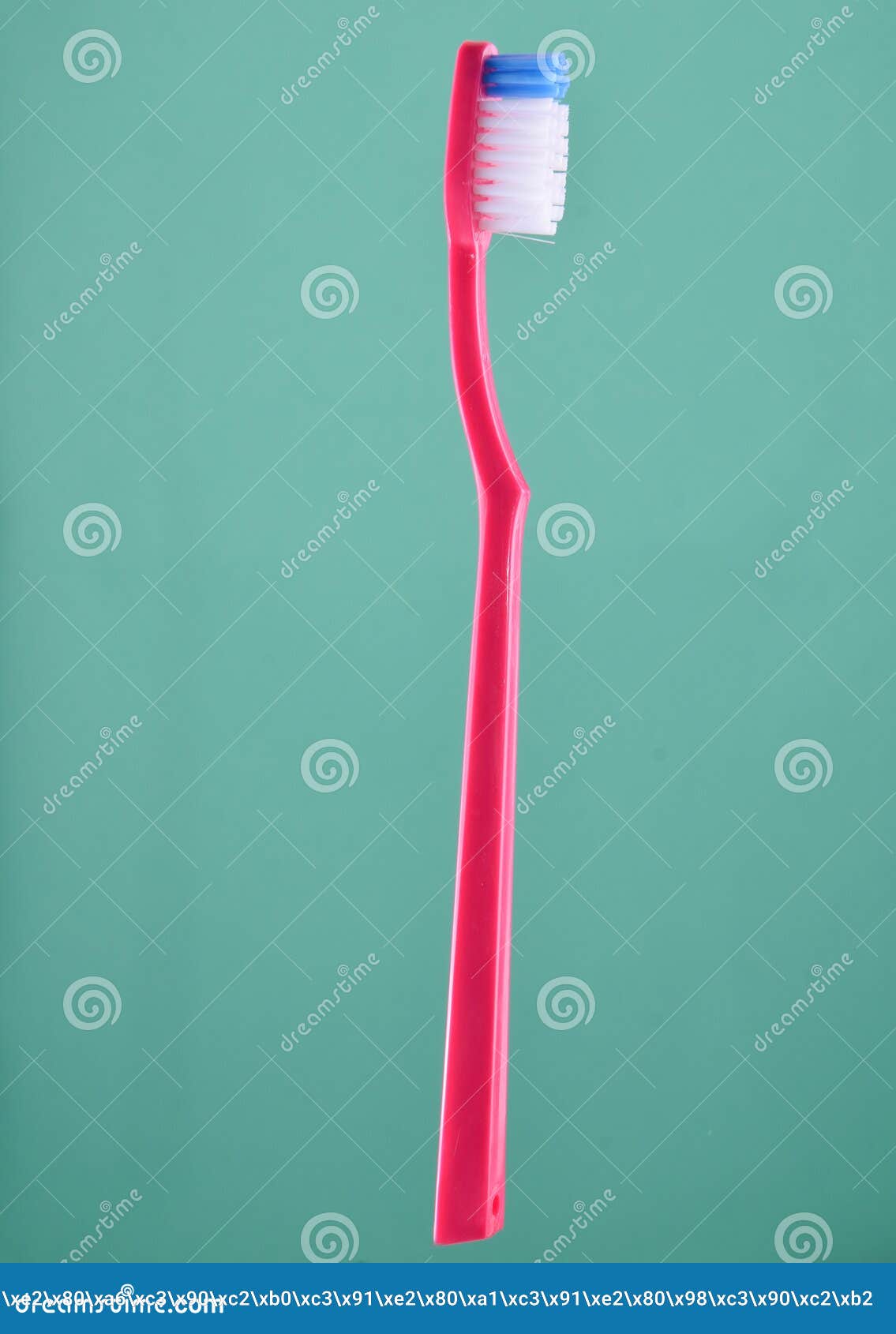 Pink Toothbrush on Mint Color Pastel Background. Stock Image - Image of ...
