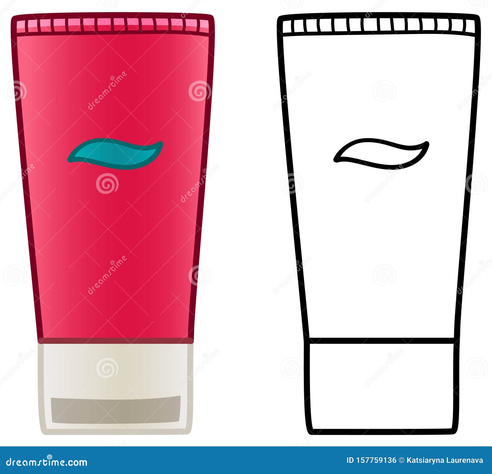 Pink Toothpaste Tube in Colored and Line Versions Stock Illustration ...