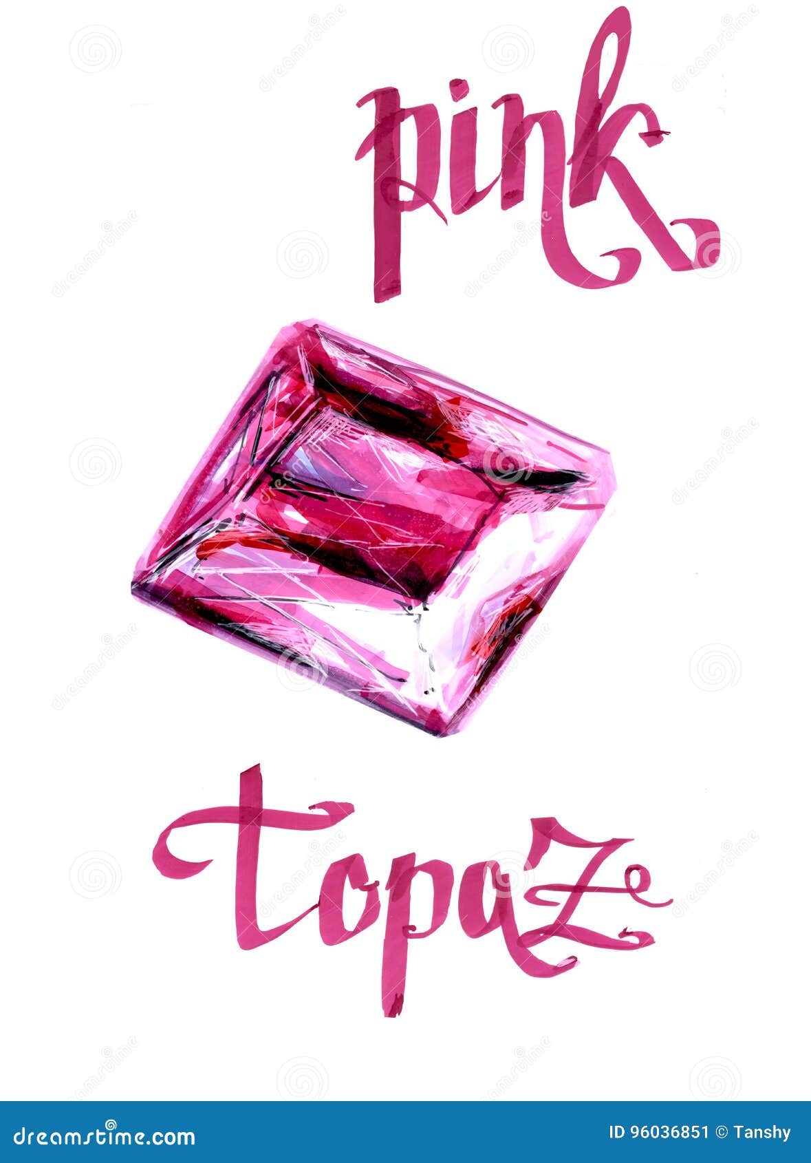 Pink, Topaz Crystal Drawing Inks Stock Illustration - Illustration of ...