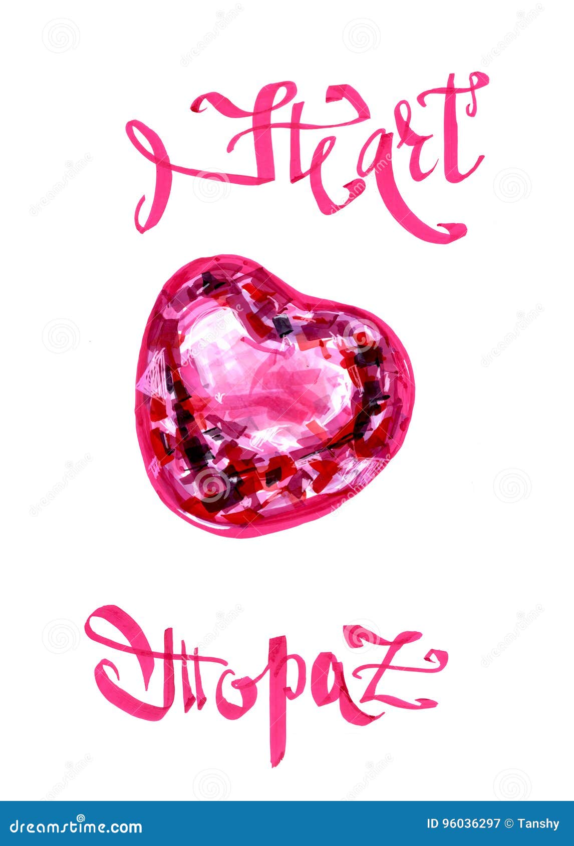 Pink Topaz Crystal Drawing Inks Stock Illustrations – 3 Pink Topaz ...