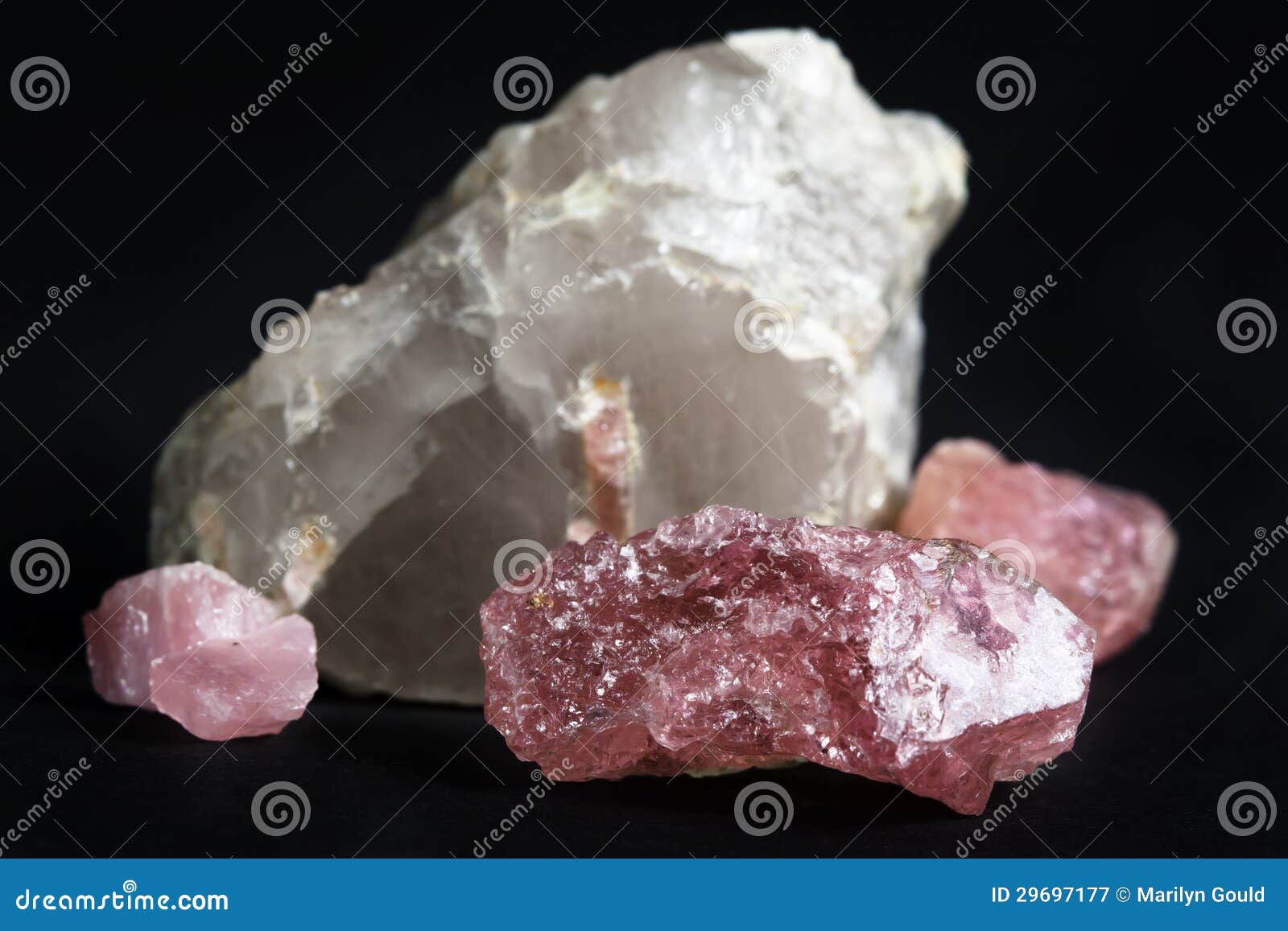 Pink Tourmaline White Quartz Stock Image - Image of mineral, black ...