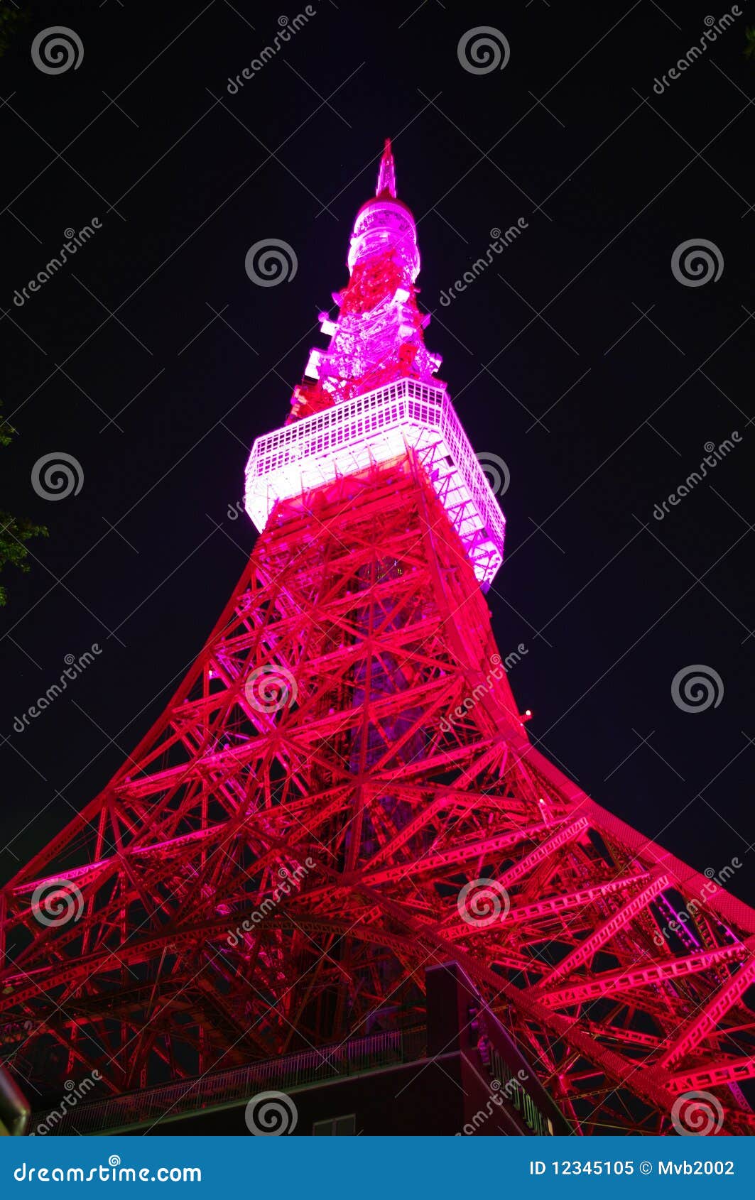 Pink Tower stock image. Image of night, structure, asia - 12345105