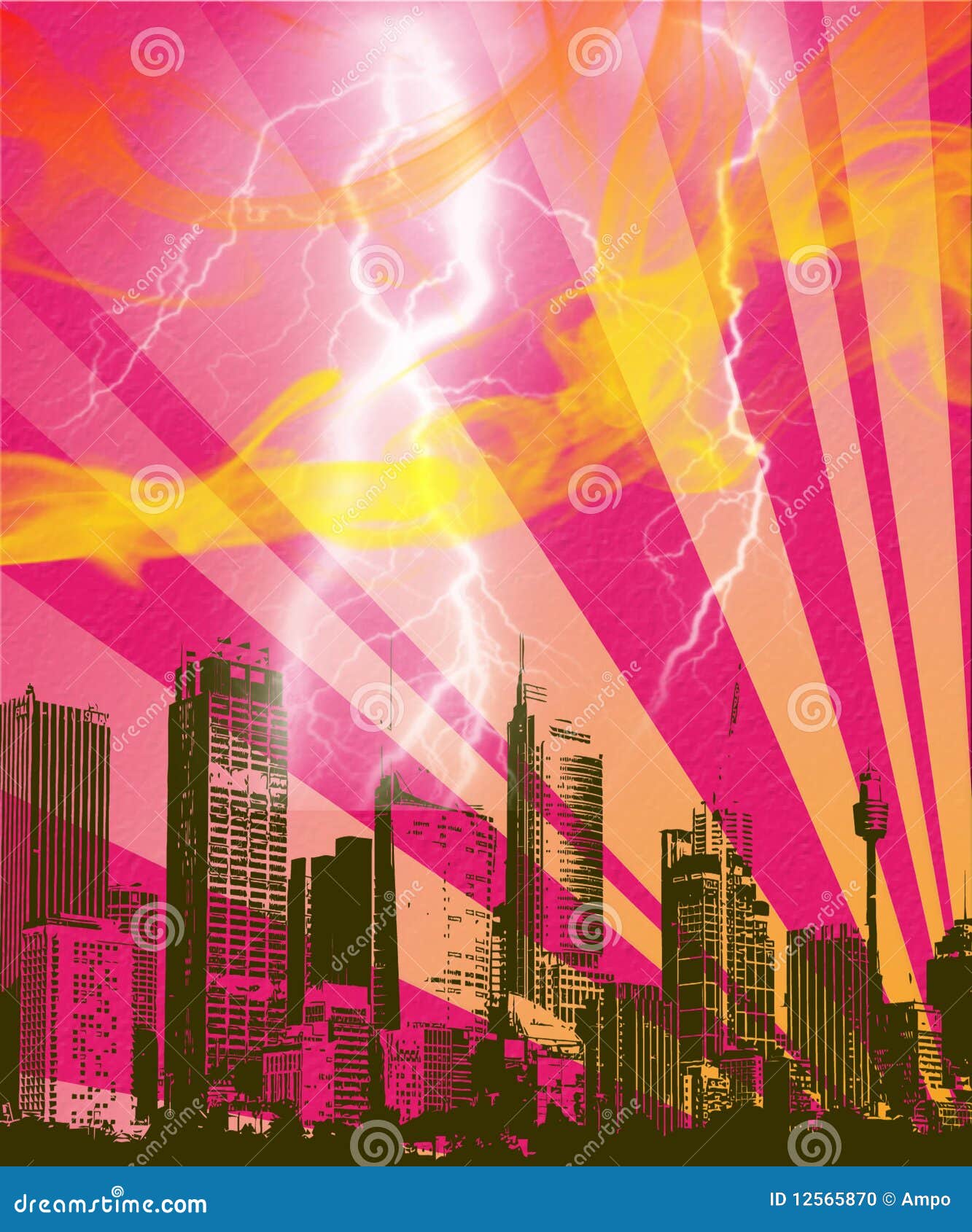 Pink town stock illustration. Illustration of modern - 12565870