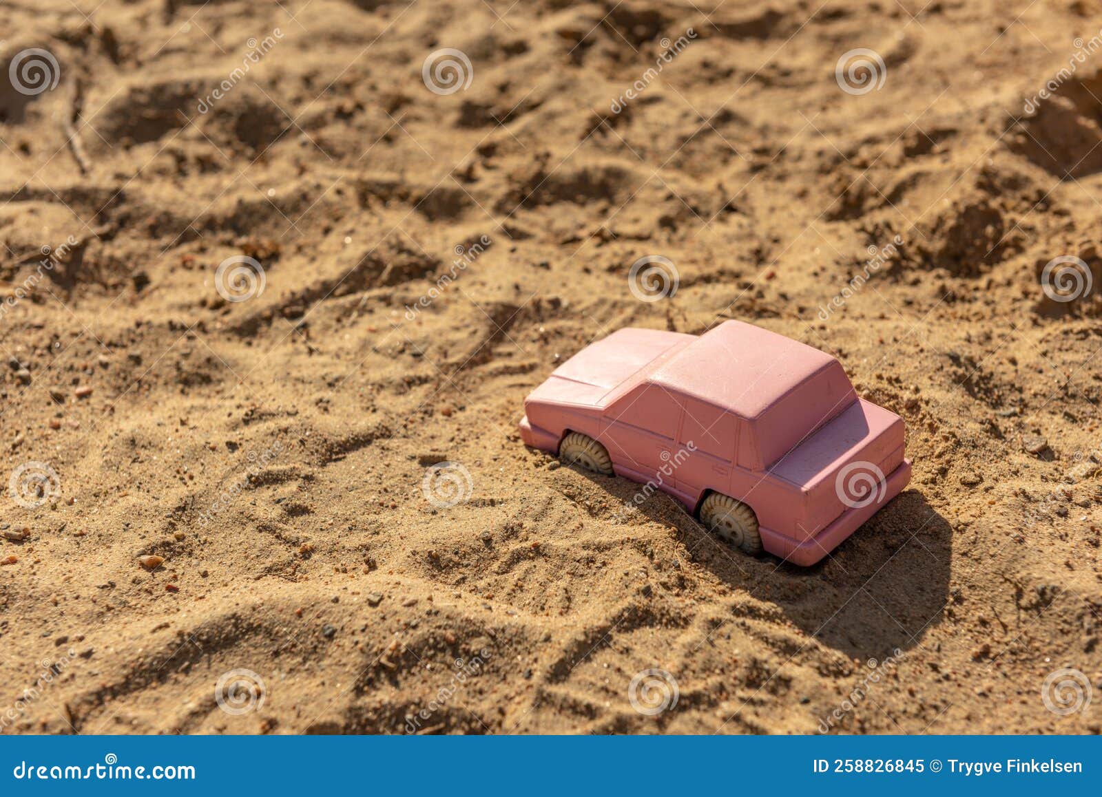 Pink Toy Car in the Sand at a Playground.. Stock Image - Image of ...