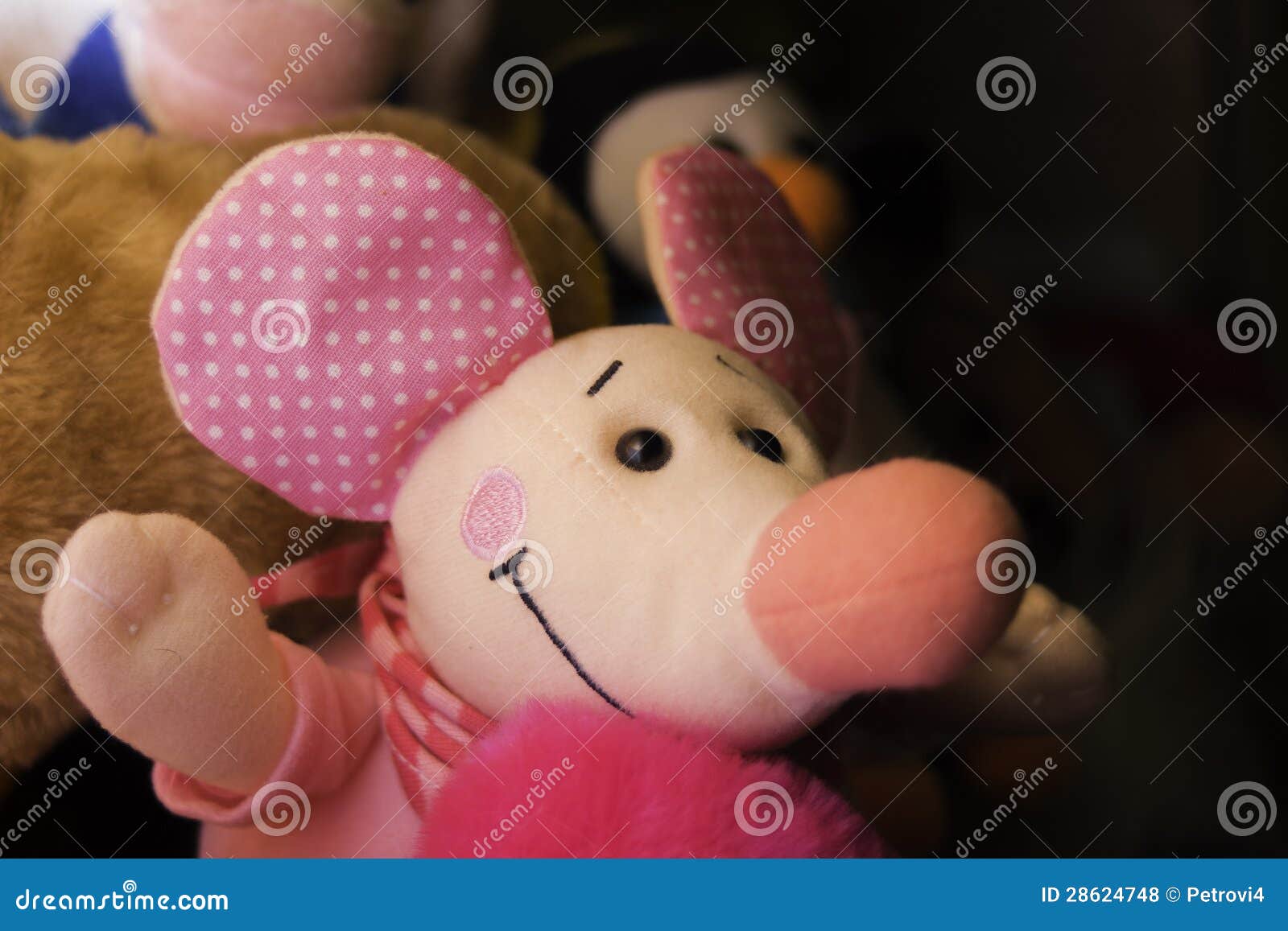 Pink toy mouse smiling stock photo. Image of colorful - 28624748