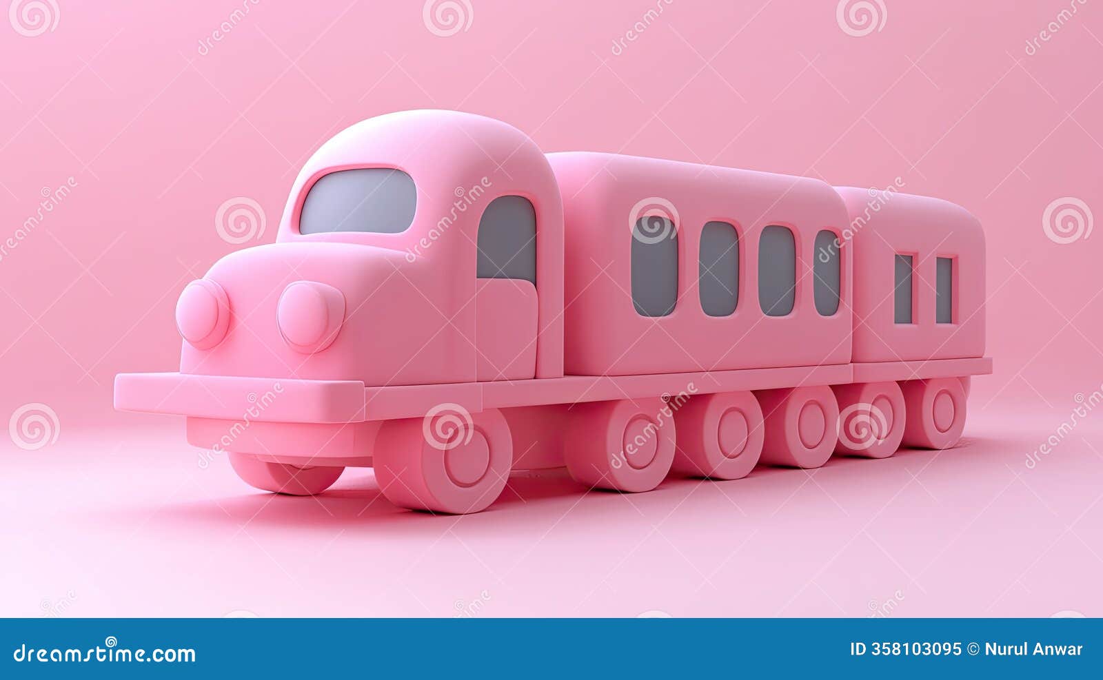 Pink Toy Train with Four Cars on a Pink Background Stock Illustration ...