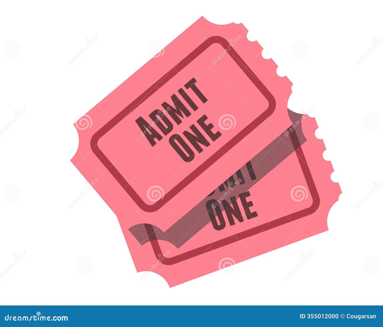 Pink Tradional Admission Ticket Icon with Words Admit One and Number ...