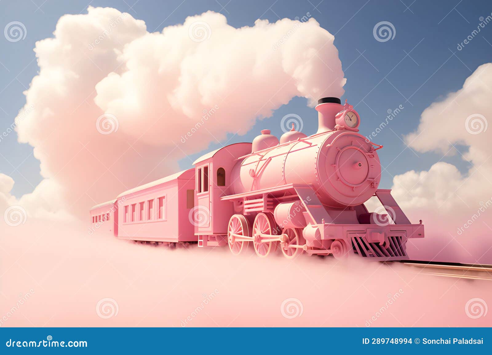Pink Train on Pastel Background. Beautiful. Stock Photo - Image of ...