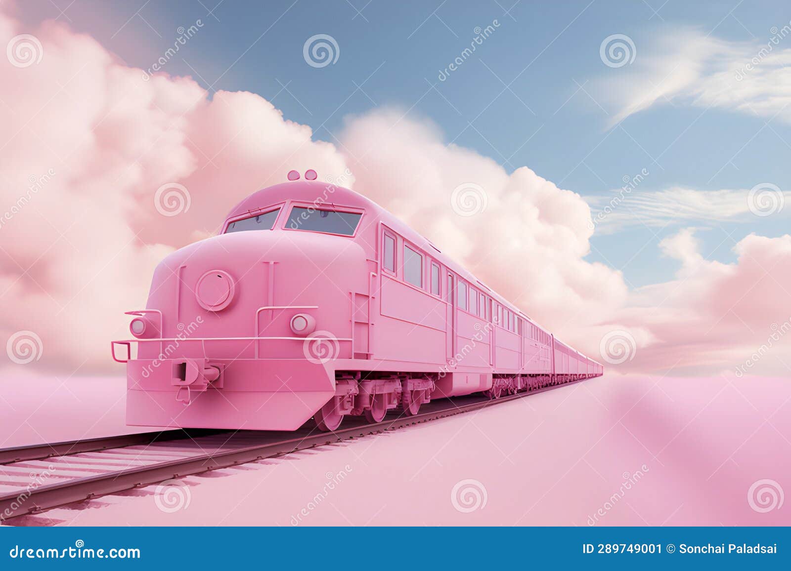 Pink Train on Pastel Background. Beautiful. Stock Image - Image of ...