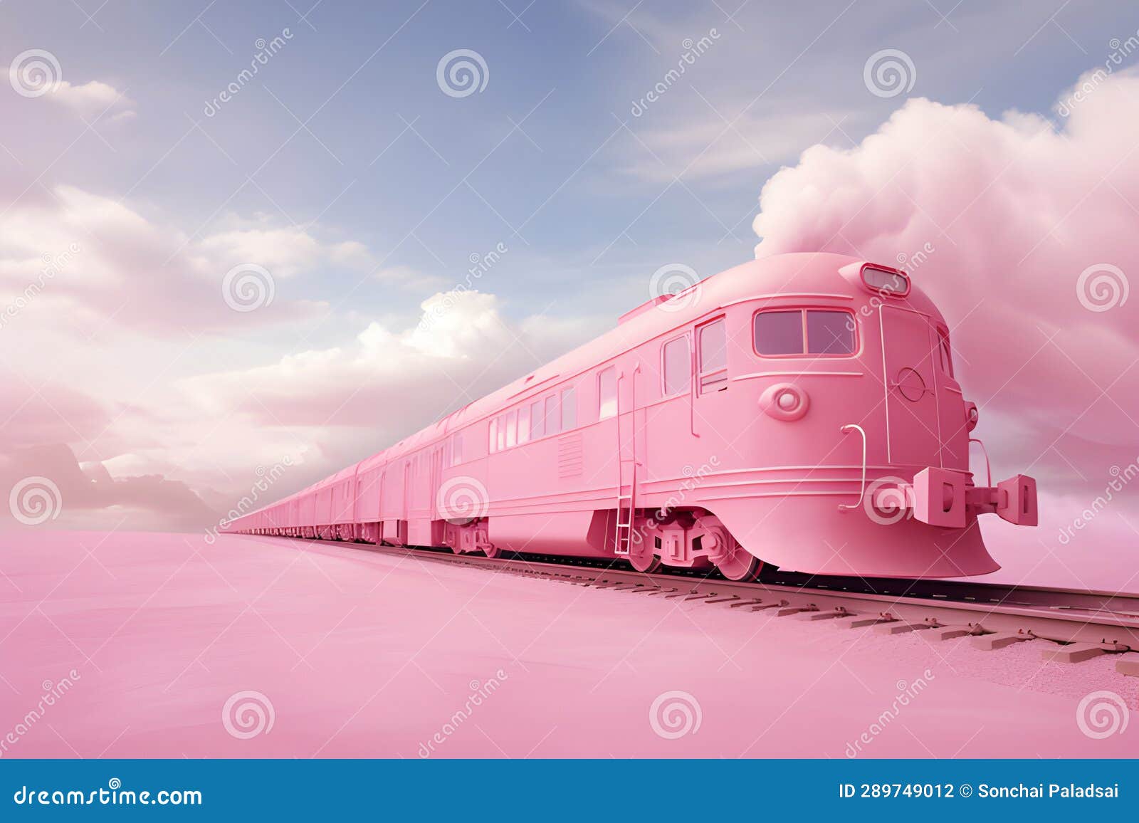 Pink Train on Pastel Background. Beautiful. Stock Photo - Image of ...