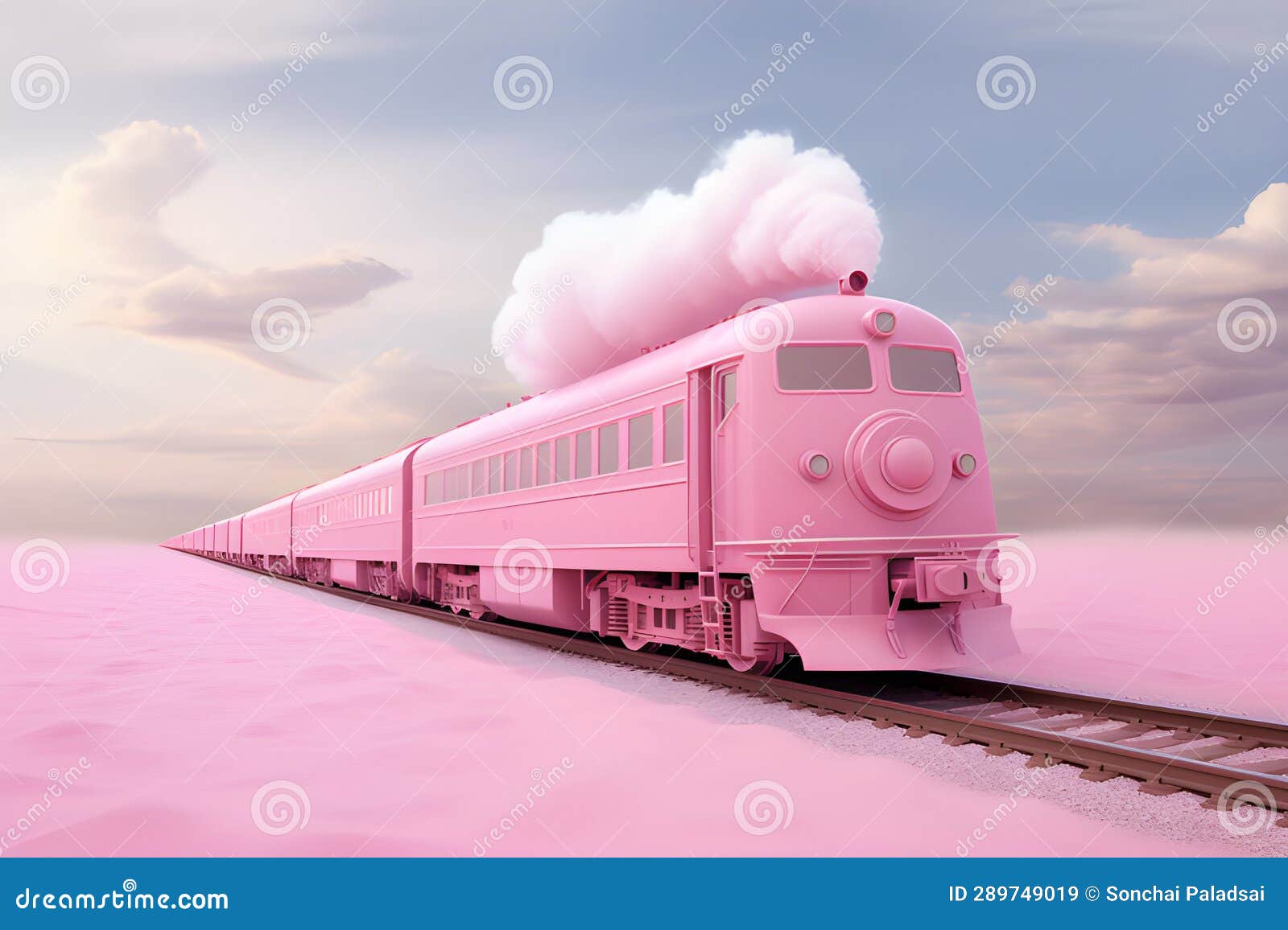 Pink Train on Pastel Background. Beautiful. Stock Image - Image of ...
