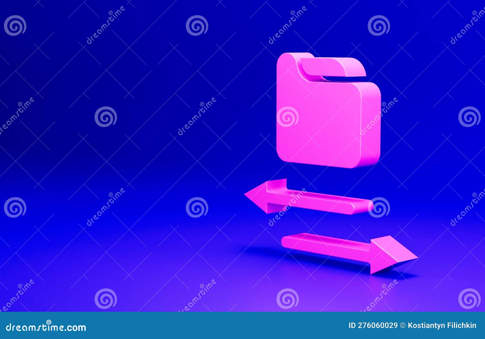 Pink Transfer Files Icon Isolated on Blue Background. Copy Files, Data ...