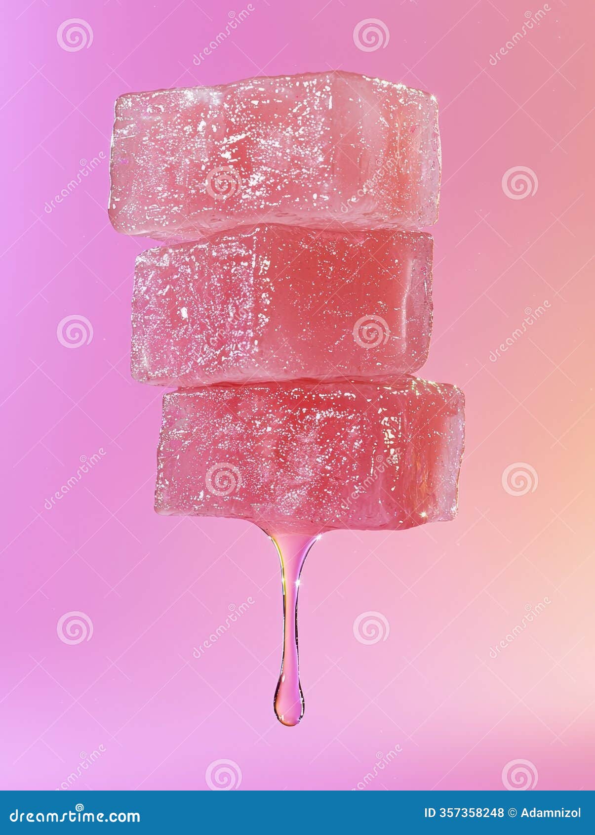 Pink Translucent Cubes with a Dripping Liquid Stock Illustration ...
