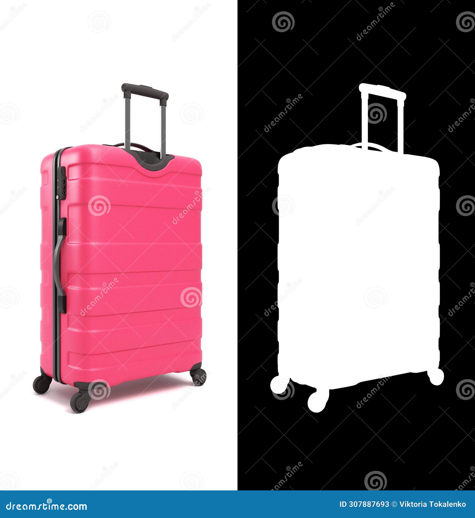 Pink Travel Suitcase Travel Concept Minimal Style Perspective Front ...