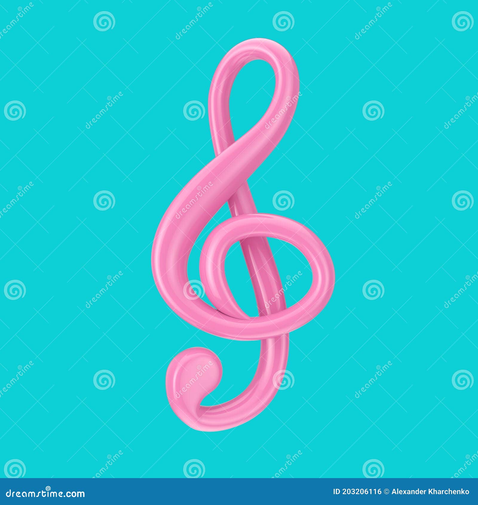 Pink Treble Clef in Duotone Style. 3d Rendering Stock Illustration ...