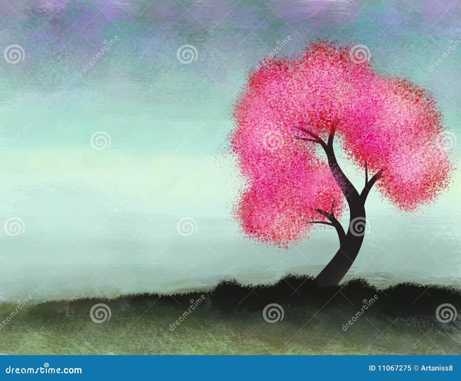 Pink tree stock illustration. Illustration of lonely - 11067275