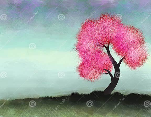 Pink tree stock illustration. Illustration of lonely - 11067275